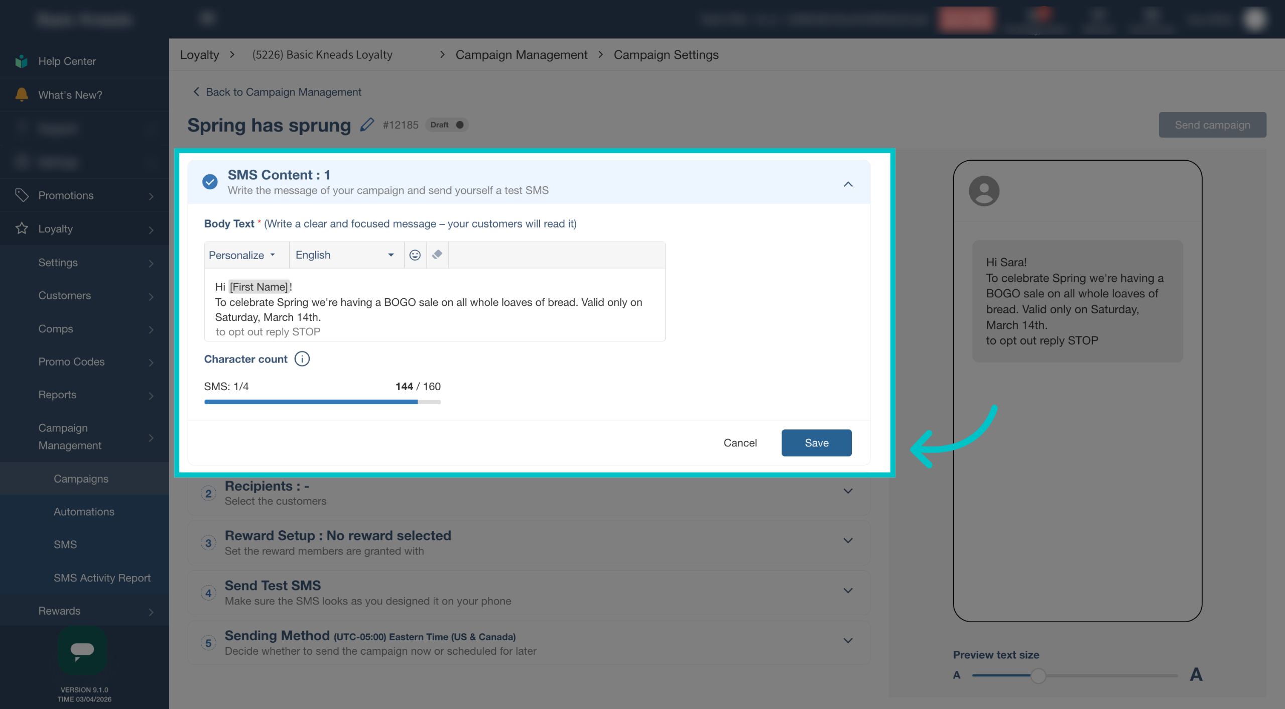 Creating a one-time SMS Loyalty campaign – Tabit Help Center
