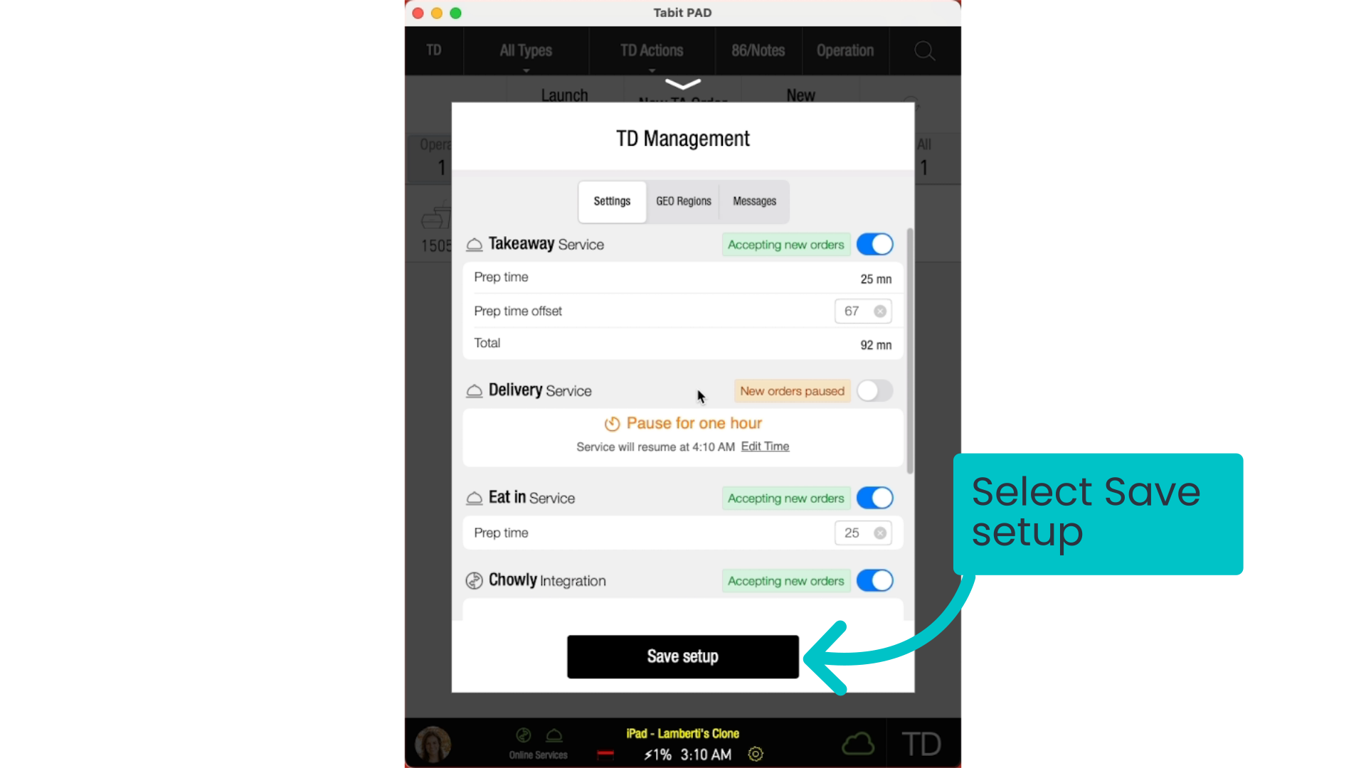 Turning online services and 3rd party platforms on/off from the PAD ...