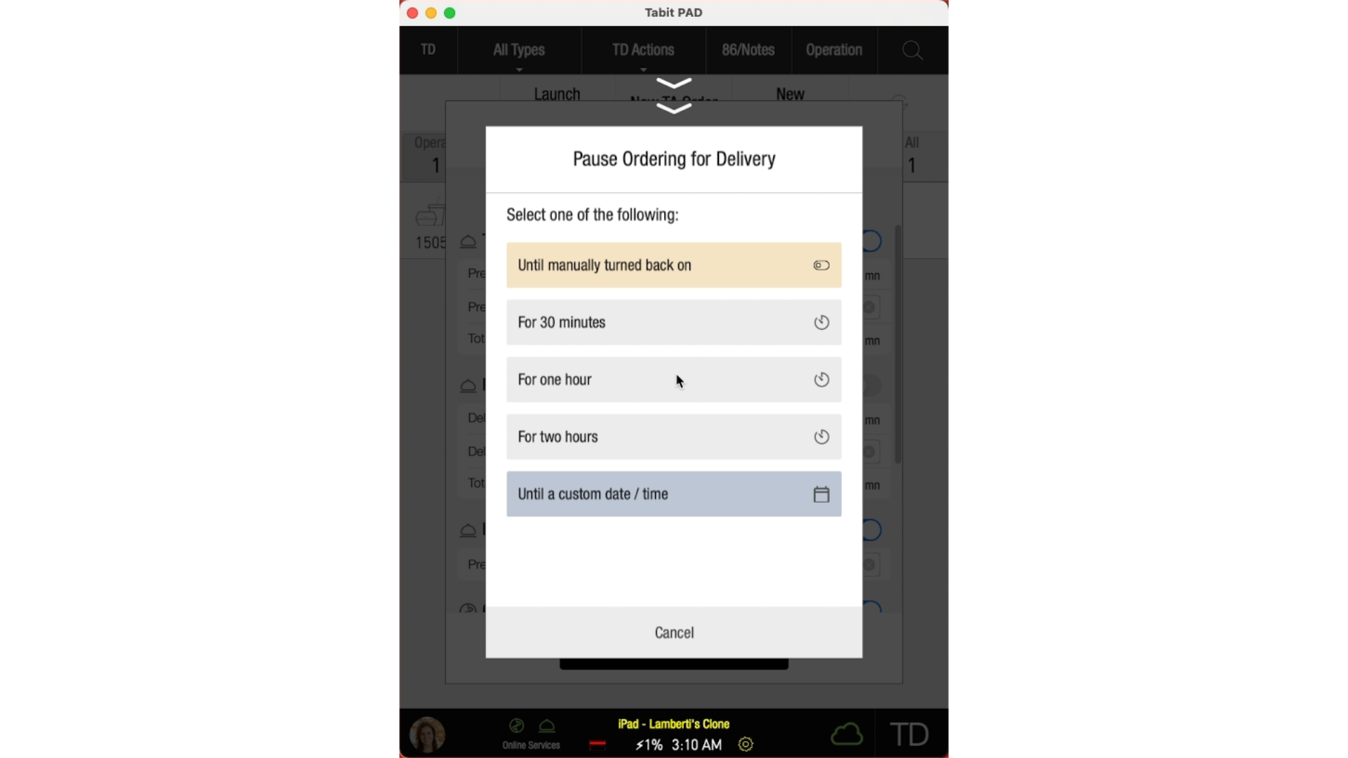 Turning online services and 3rd party platforms on/off from the PAD ...