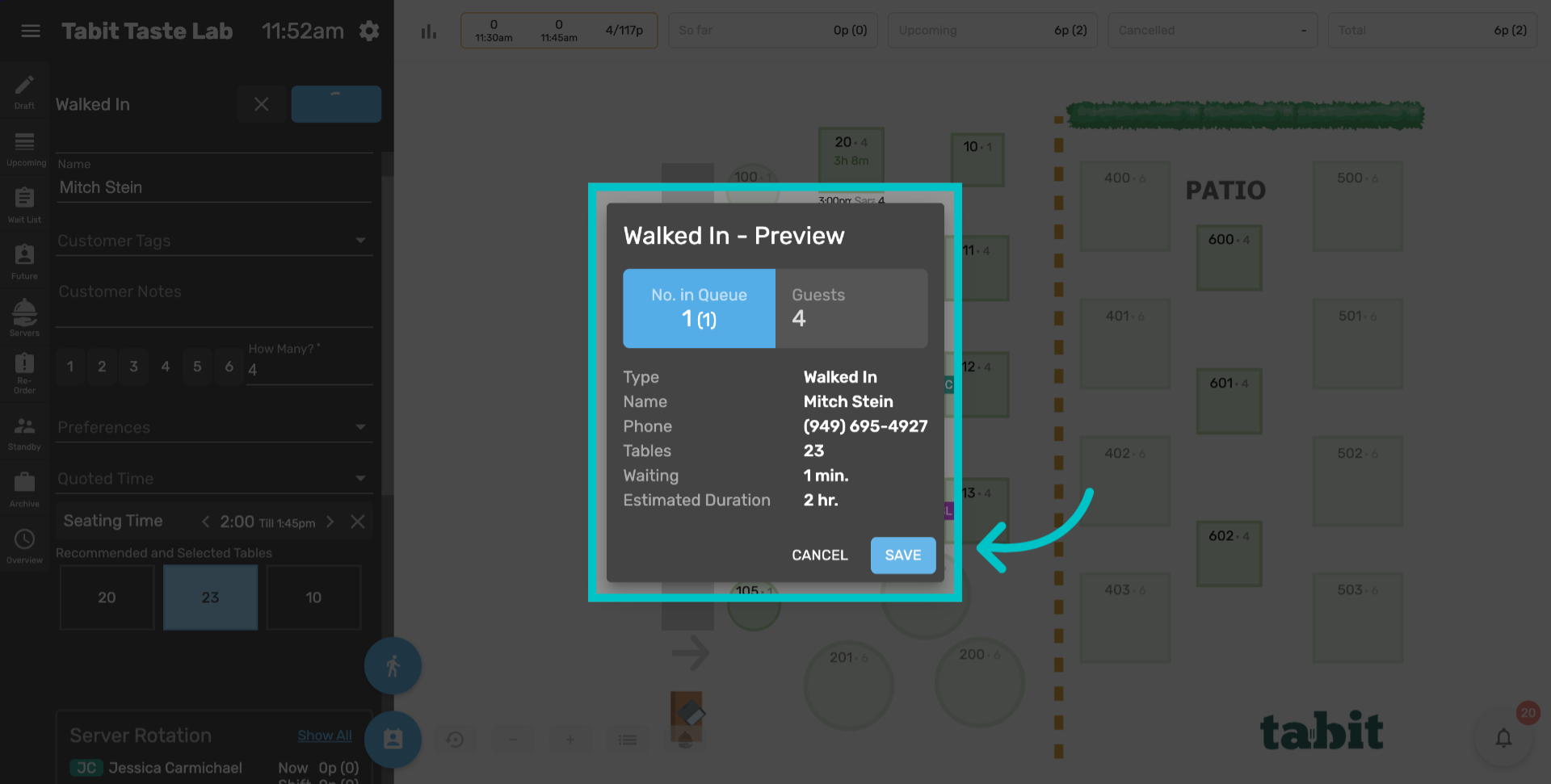 How to create a walk-in reservation – Tabit Help Center