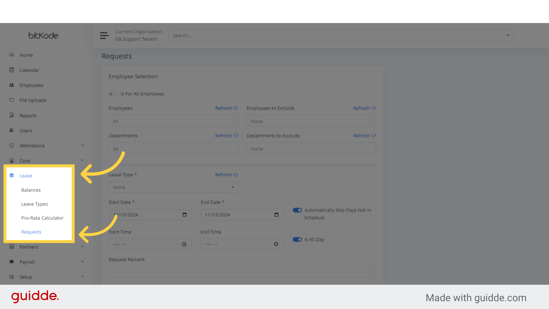 How do I book Leave on behalf of my employees? - bitKode