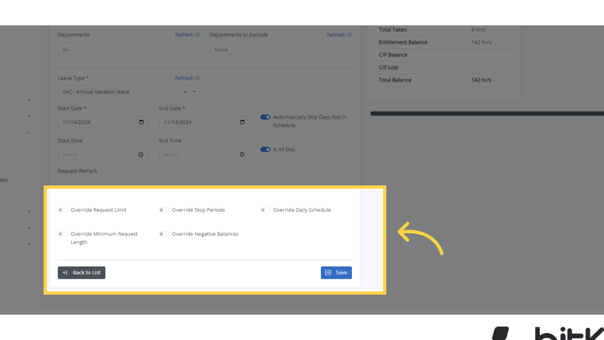 How do I book Leave on behalf of my employees? - bitKode