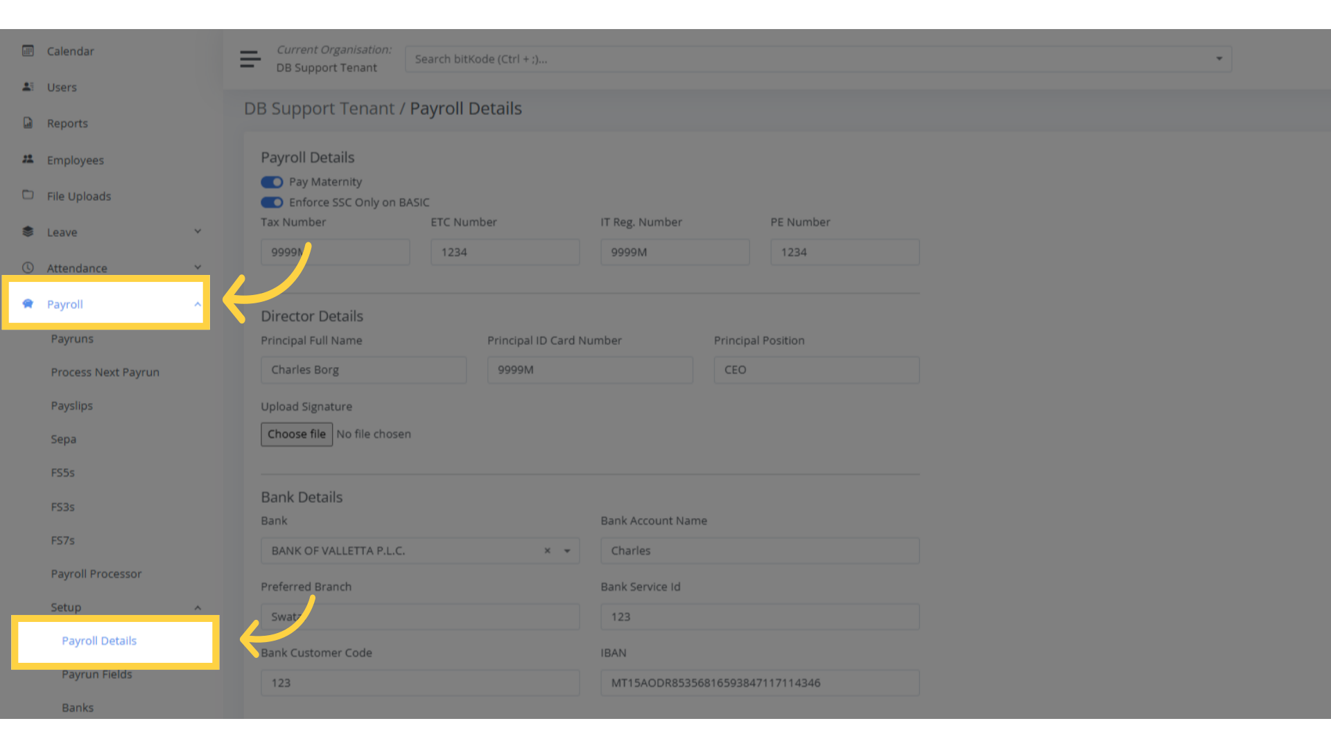 How do I upload Director's signature? - bitKode