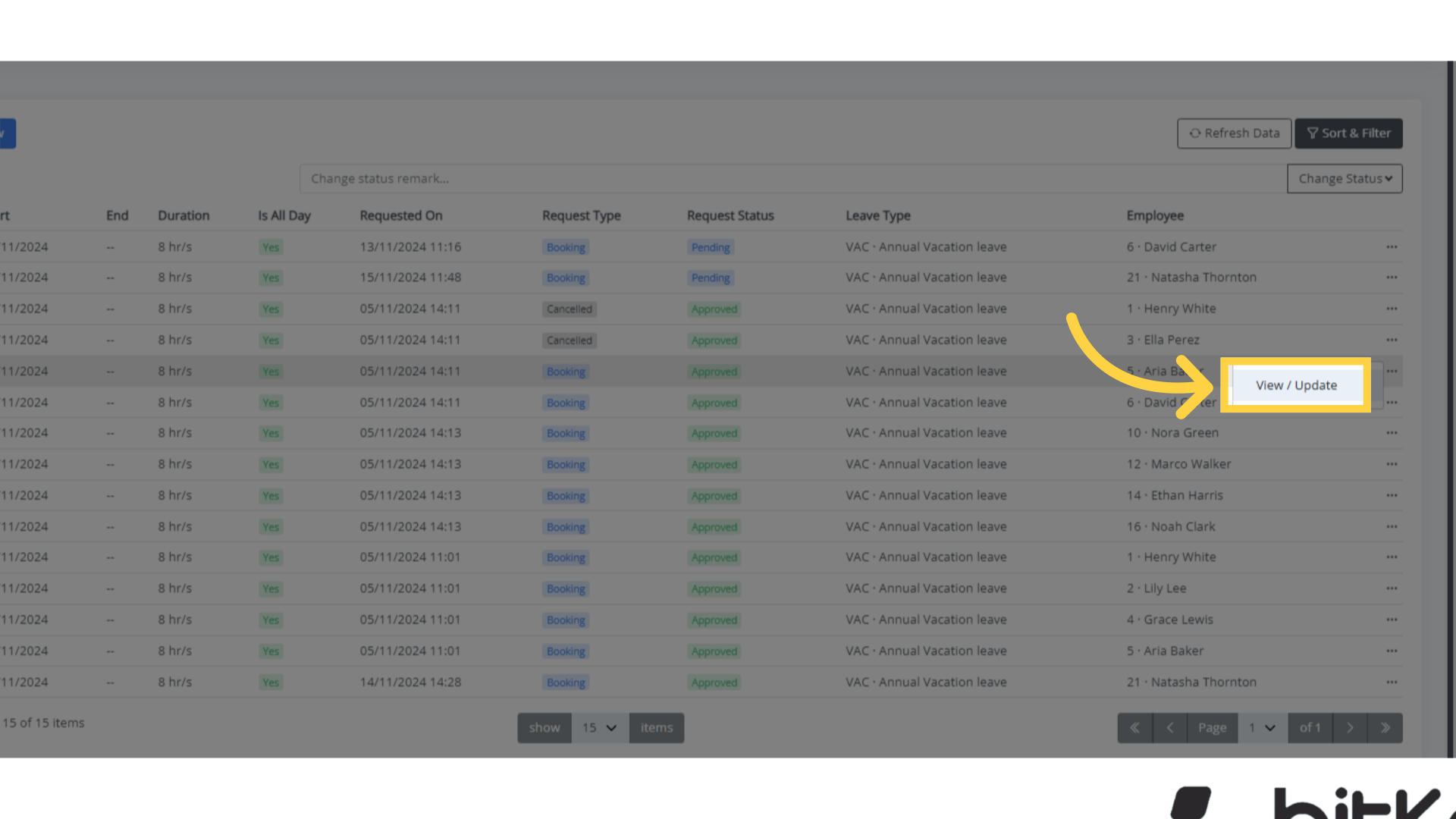 Leave Requests History - bitKode