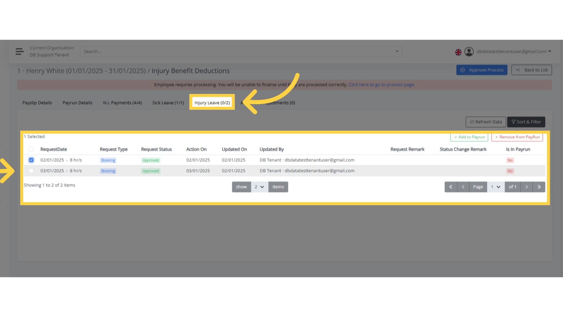 How do I process Sickness and Injury Benefit Deductions? - bitKode