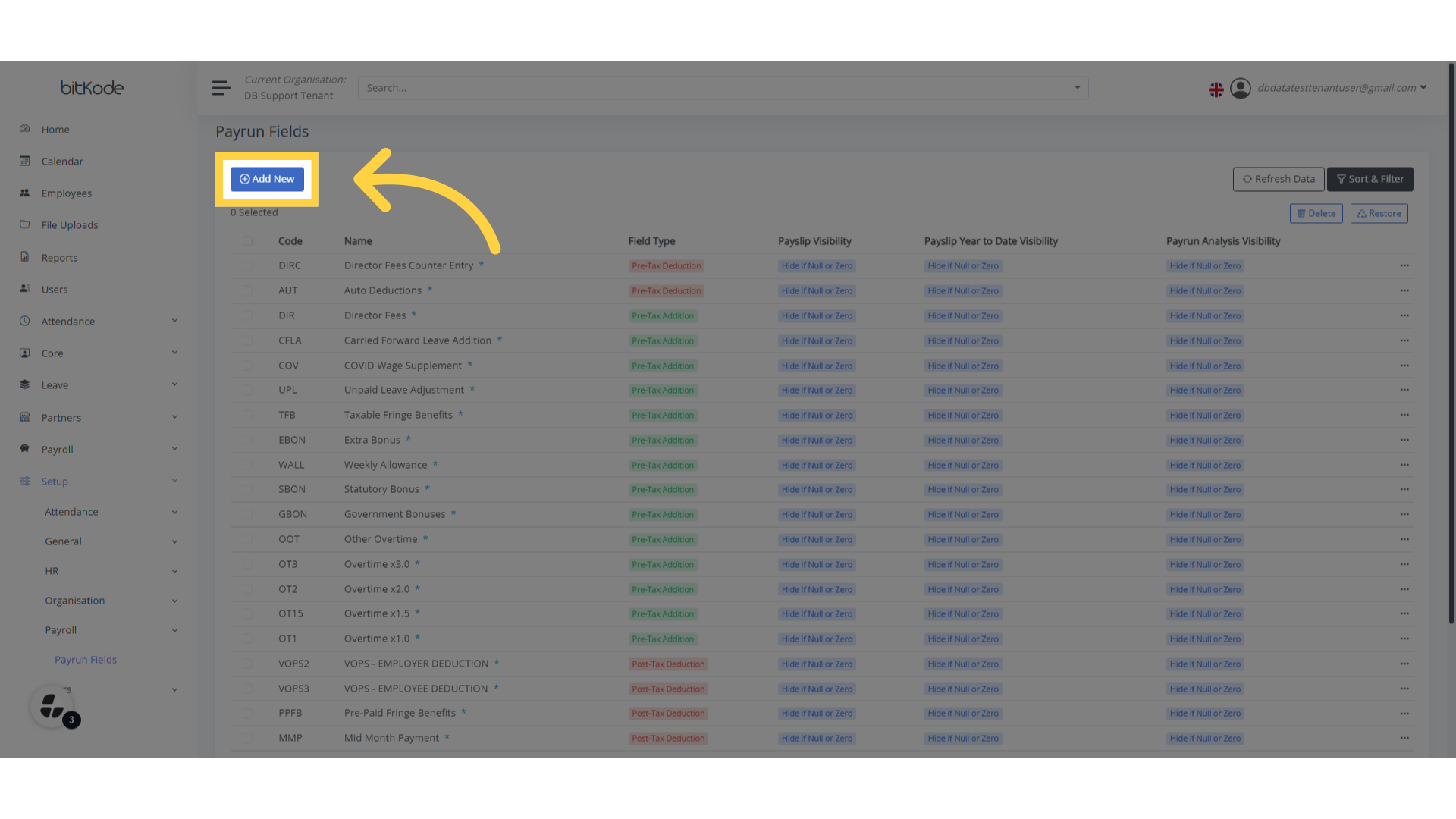 How do I add custom payroll fields to appear on generated payslips? - bitKode