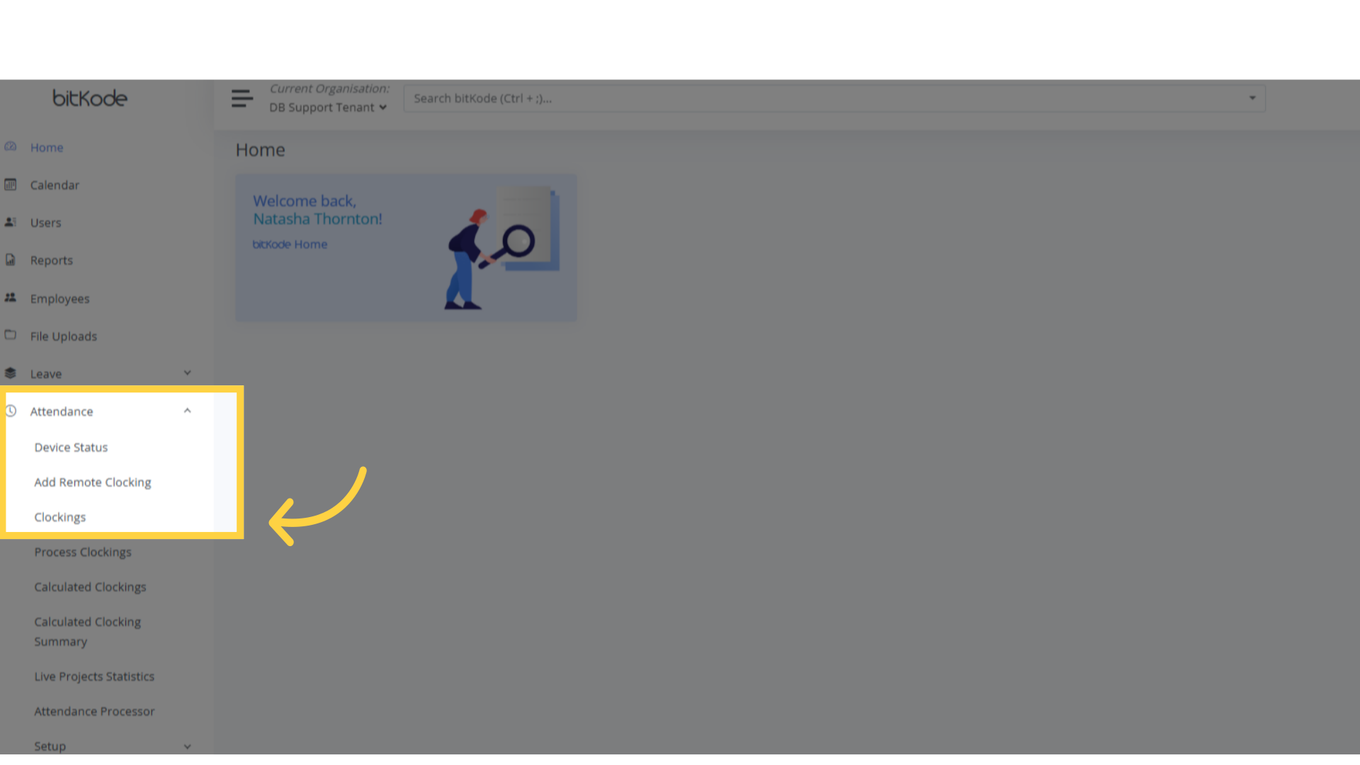 How do I view the employees' clockings? - bitKode