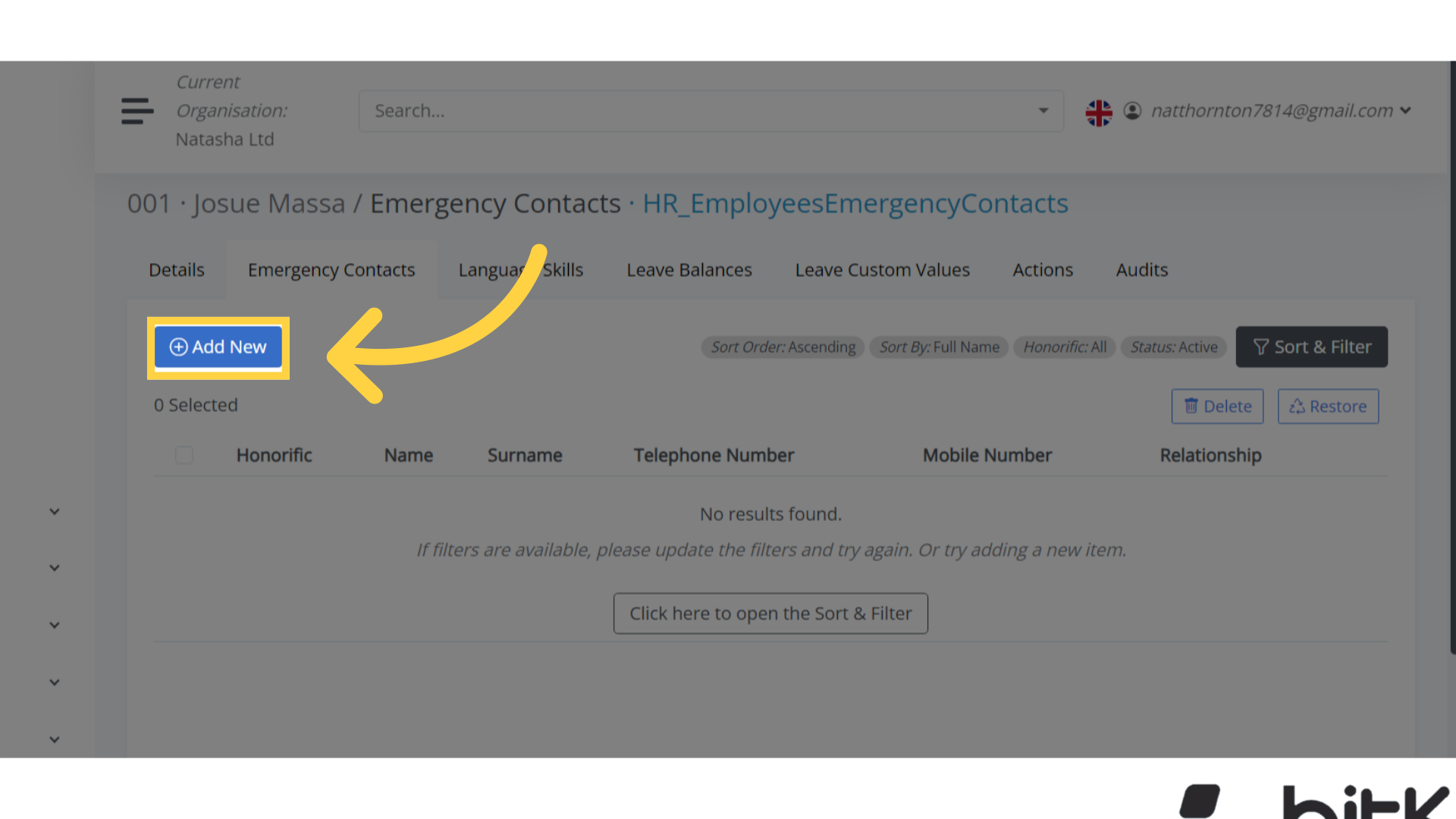How do I add/update employees’ emergency contacts? - bitKode
