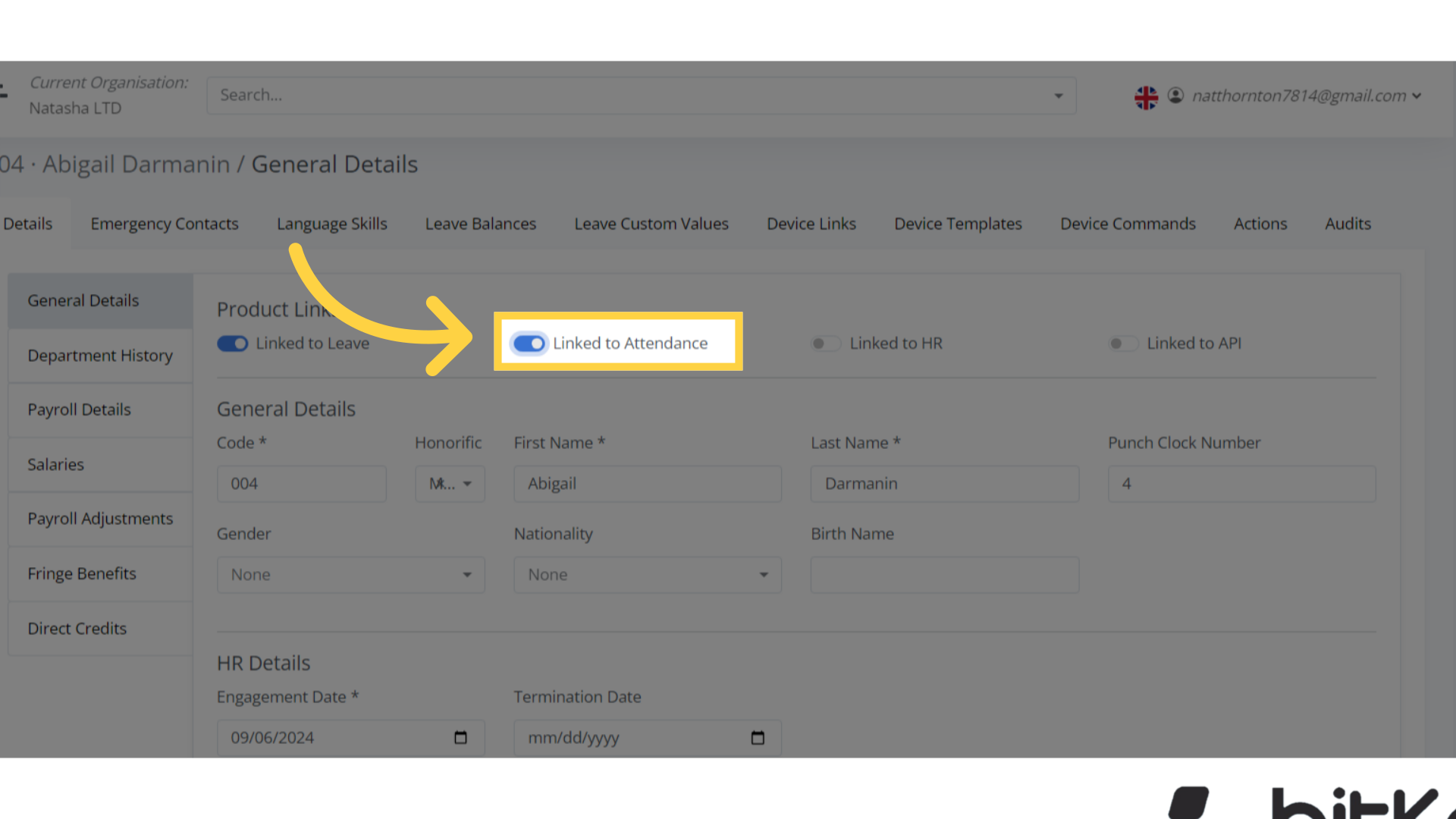 How do I link an employee to attendance? - bitKode