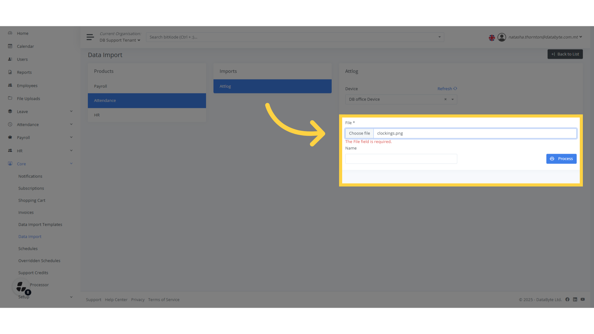 How do I download an Attendance Log (attlog) via USB from the device, and how do I upload it to ...
