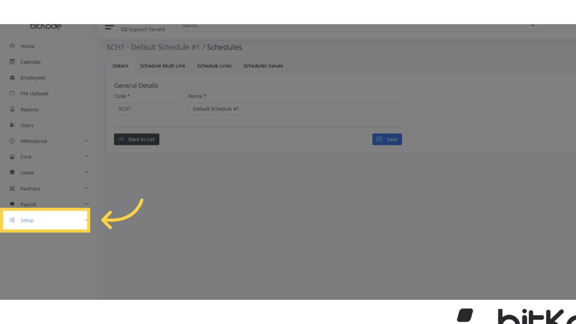 How do I update the employee's working schedule? - bitKode