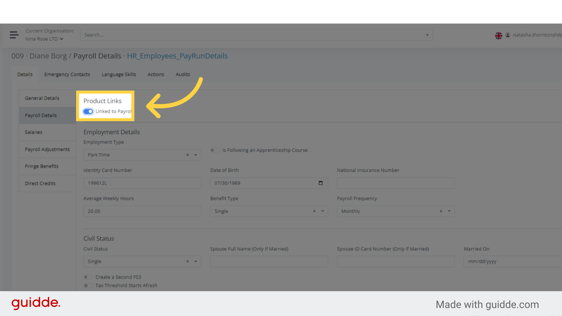 How do I link an employee to the payroll module? - bitKode