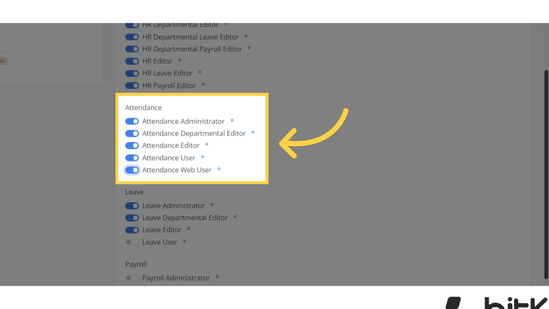 What are the different levels of access in bitKode Attendance? - bitKode