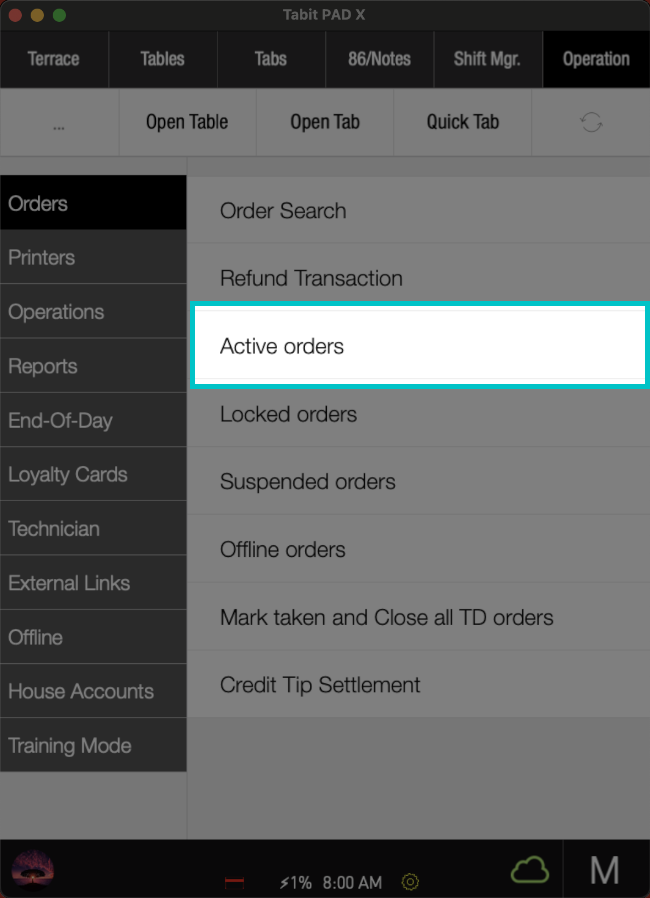 Where to find active orders on the PAD – Tabit Help Center