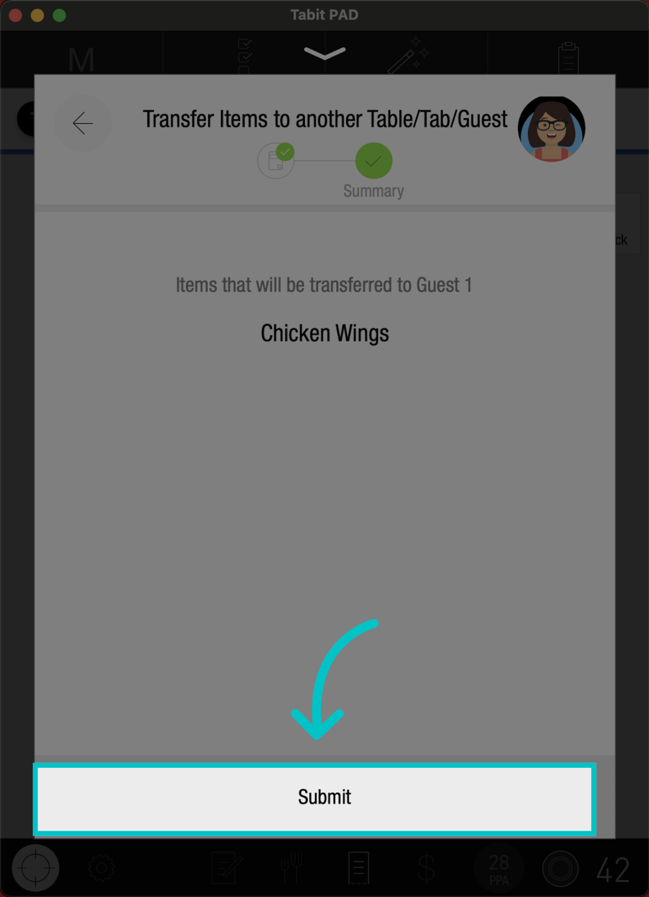 Transferring an item to another table, tab, or guest – Tabit Help Center