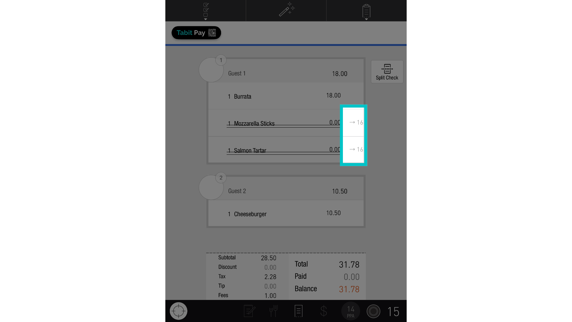 Transferring an item to another table, tab, or guest – Tabit Help Center
