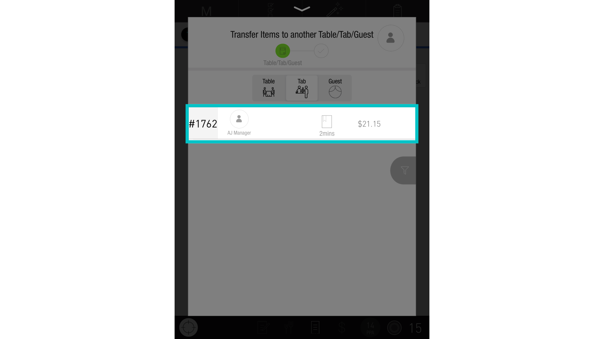 Transferring an item to another table, tab, or guest – Tabit Help Center