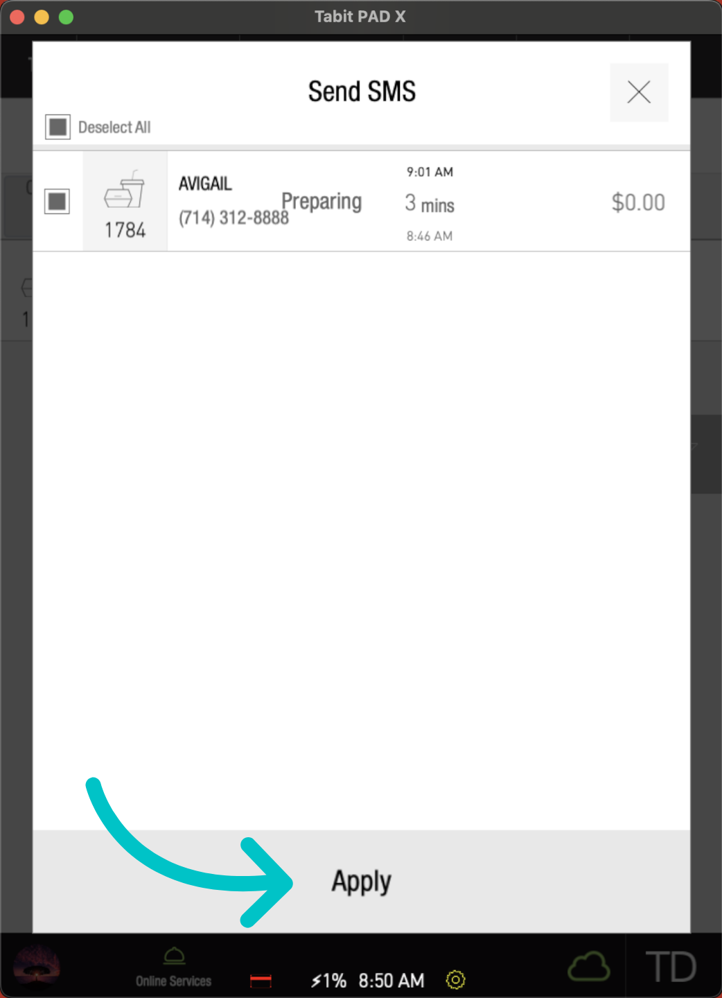 Sending text messages for takeaway and delivery orders – Tabit Help Center