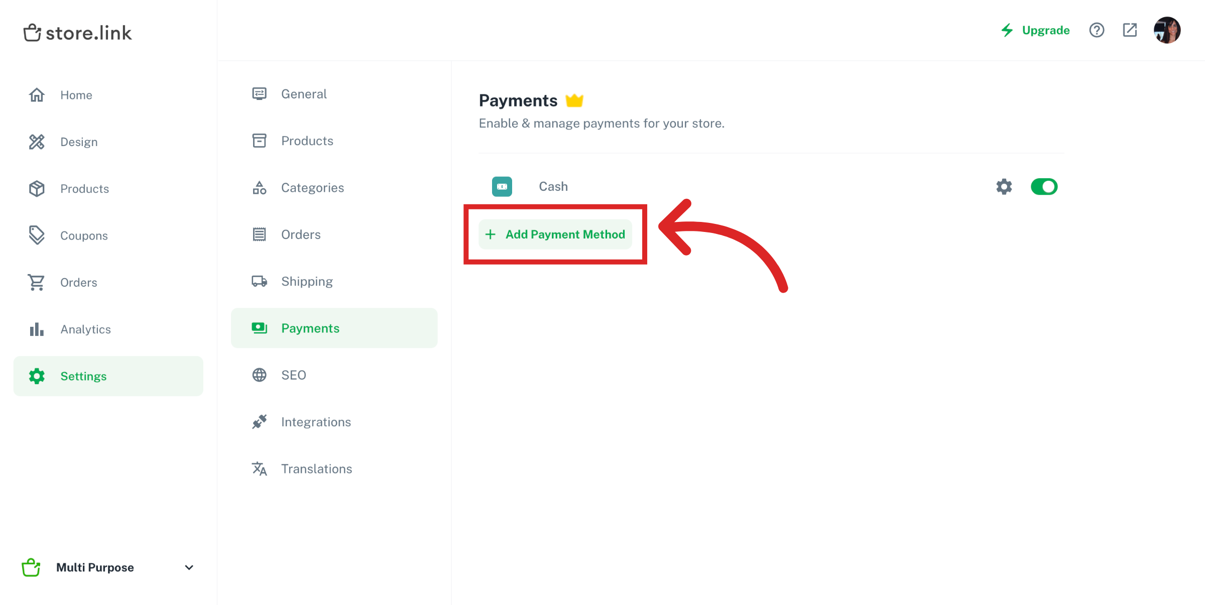 How to add a payment method to my online store? | Store.link help center