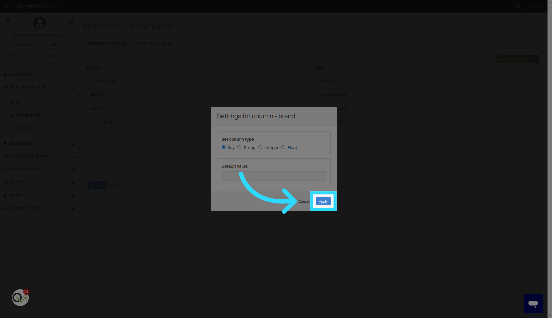 How To - Create a new Parameter Sheet – Quicklizard