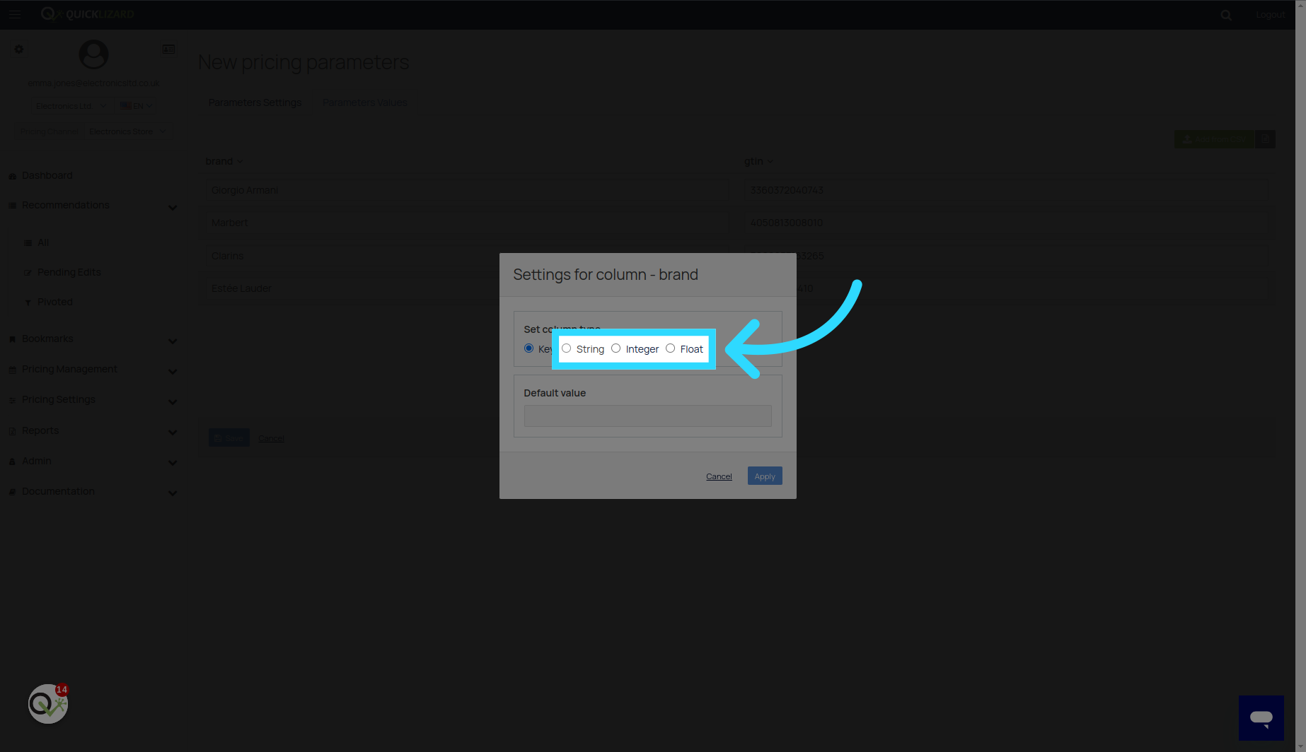 How To - Create a new Parameter Sheet – Quicklizard
