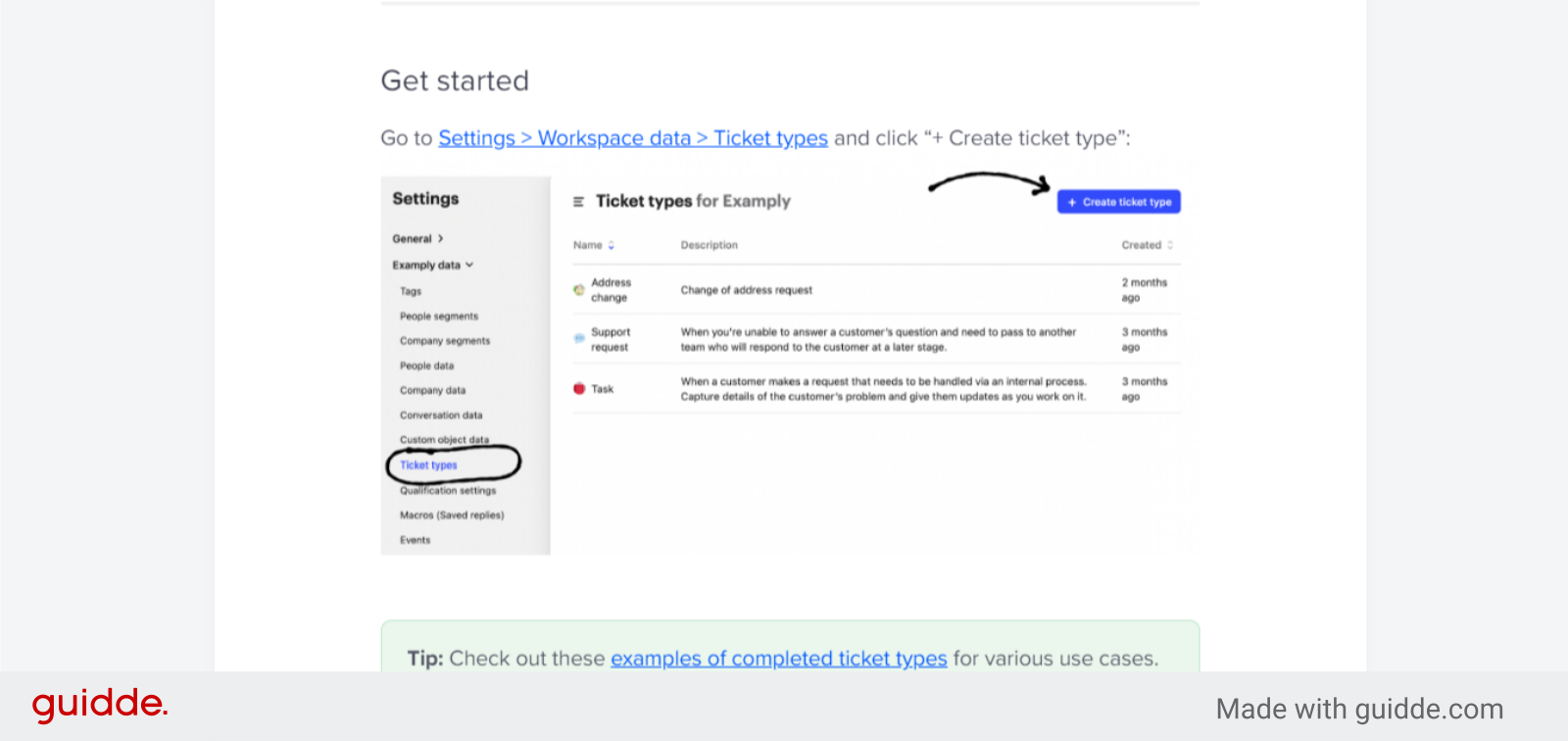 How to create custom ticket types on Intercom - Guidde | Gallery