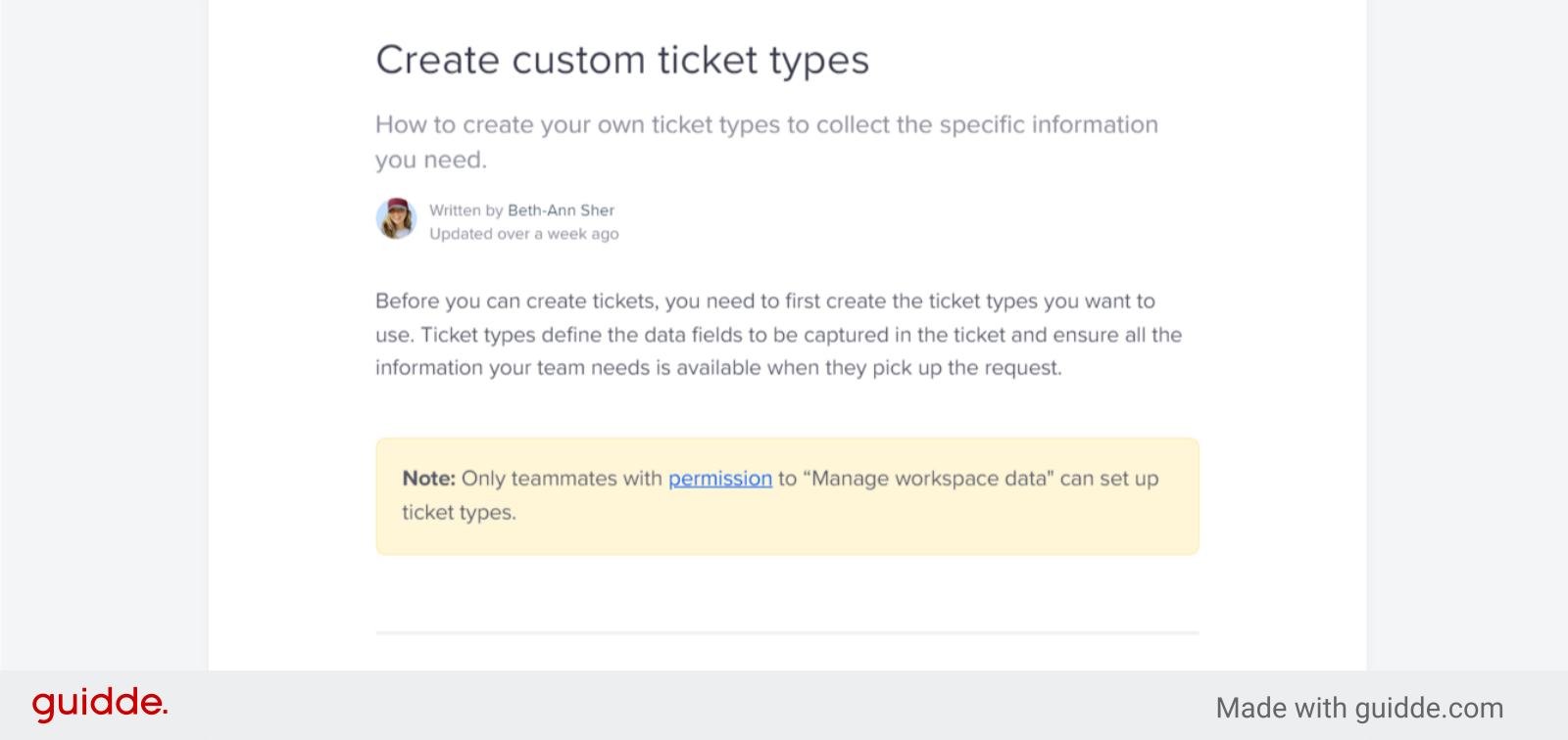 How to create custom ticket types on Intercom - Guidde | Gallery