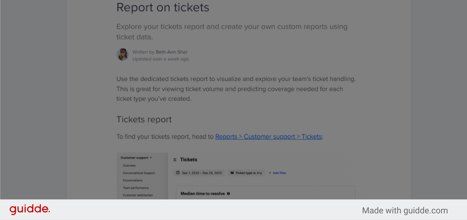 How to run a report on tickets, on Intercom - Guidde | Gallery