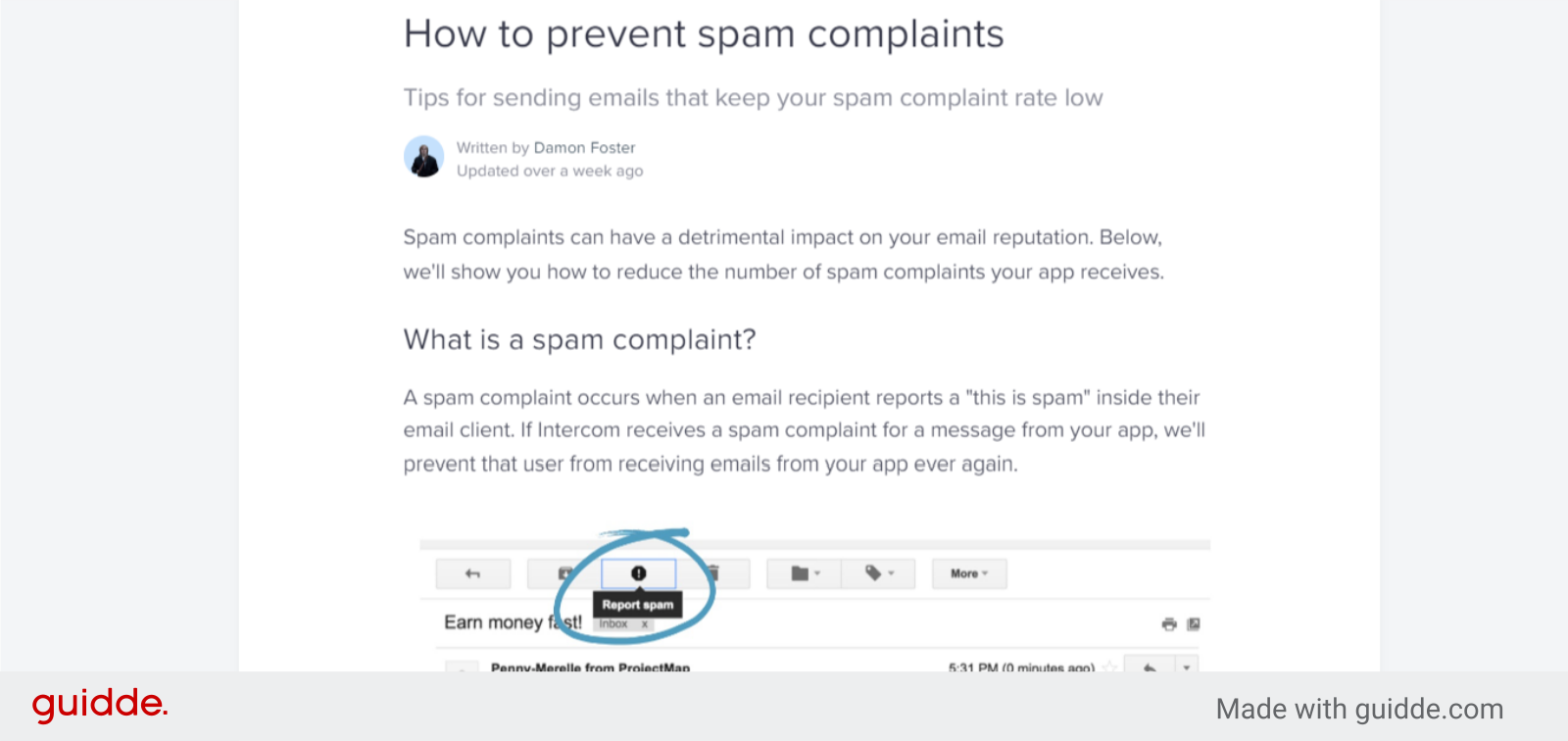 How to prevent spam complaints on Intercom - Guidde | Gallery