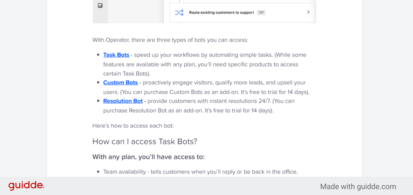 How can I access Task Bots, Custom Bots and Resolution Bot? - Guidde | Gallery