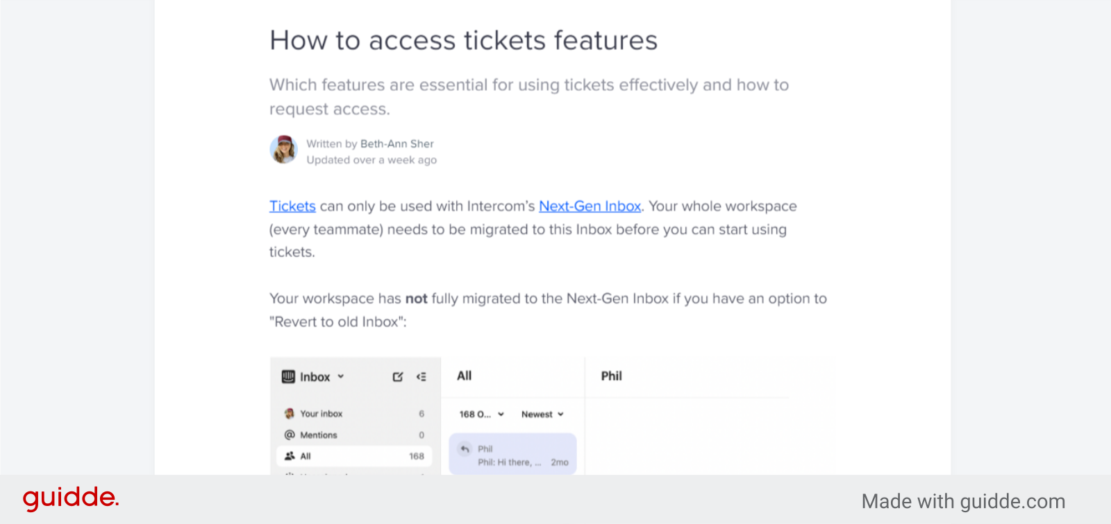 How to access tickets on intercom - Guidde | Gallery