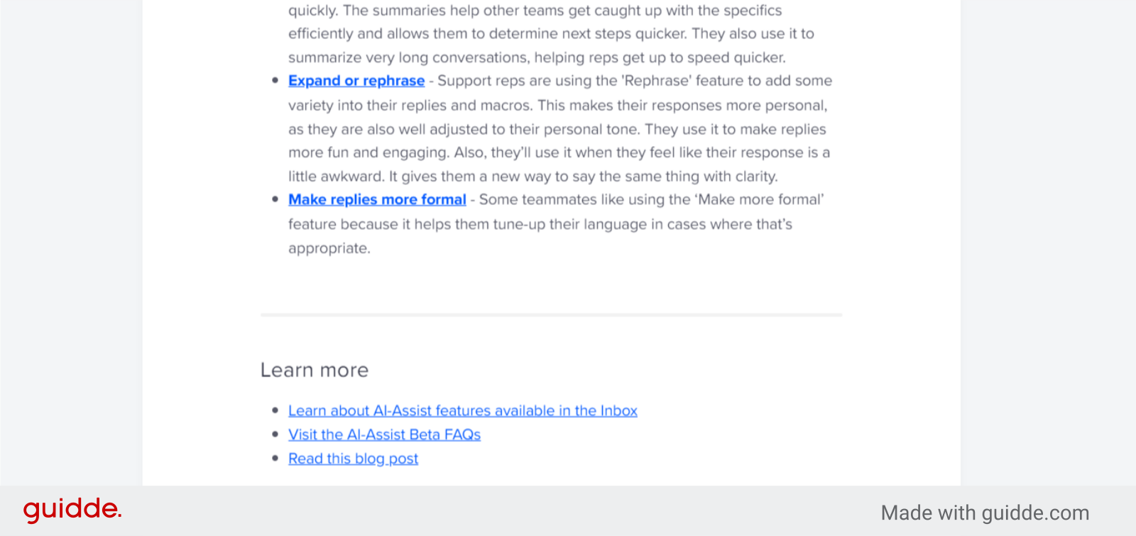 How to use Help articles generator on Intercom - Guidde | Gallery