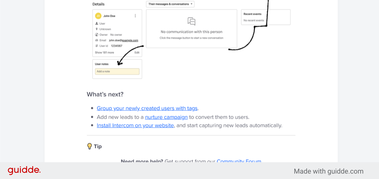 How to create a new user in Intercom - Guidde | Gallery