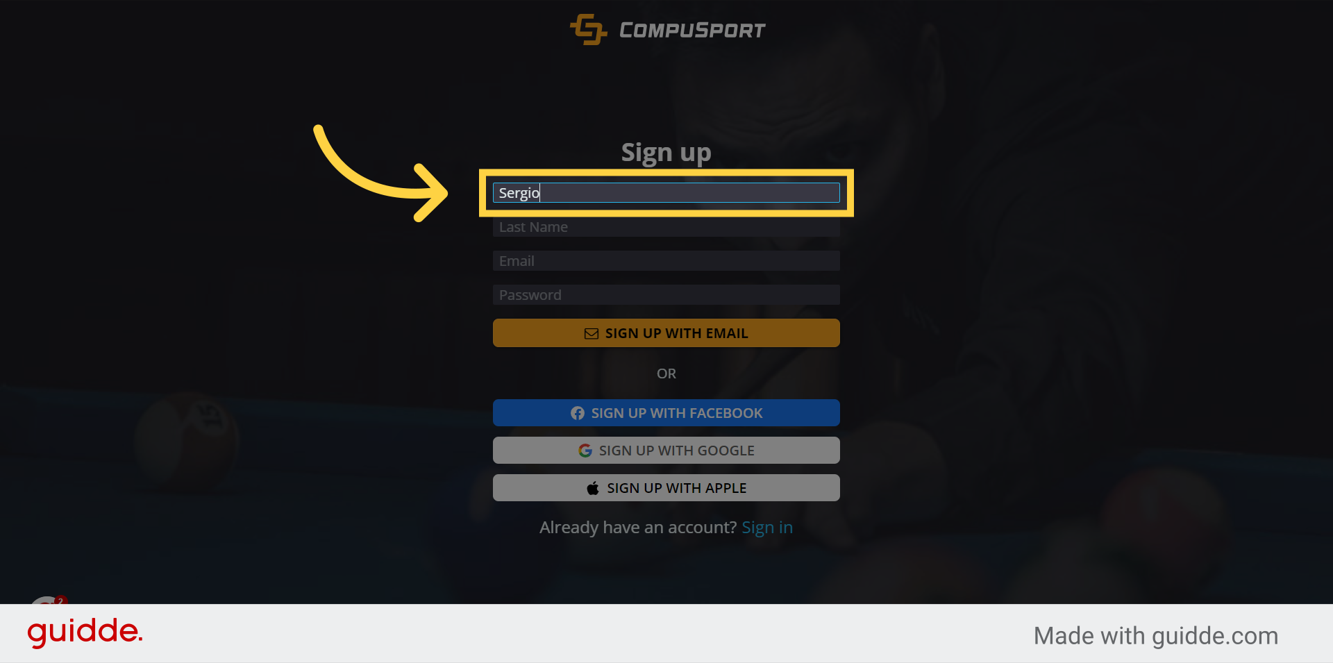How to sign up on the Compusport App : CompuSport