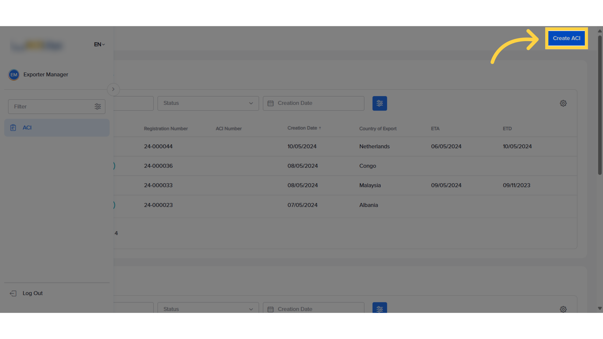 How to Create an ACI and submit it for Importer Review ( Exporter )