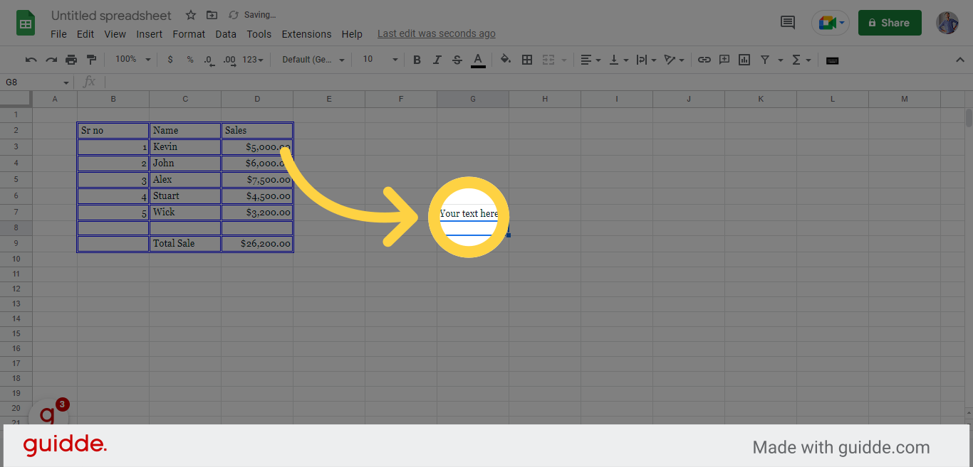 Rotate the text in the spreadsheet - Guidde | Gallery