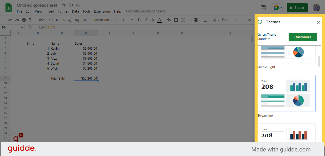 Use Google Sheets themes - Guidde | Gallery Use Google Sheets themes - Guidde | Gallery