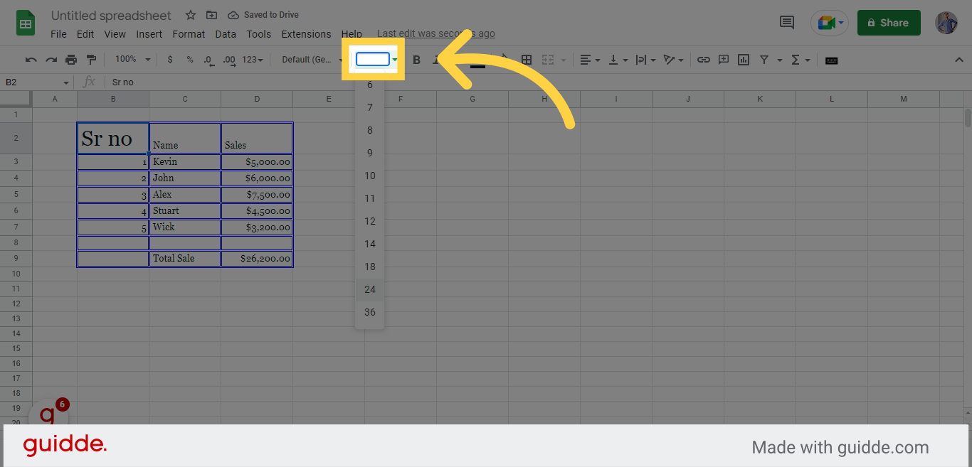 Set font size of the text - Guidde | Gallery