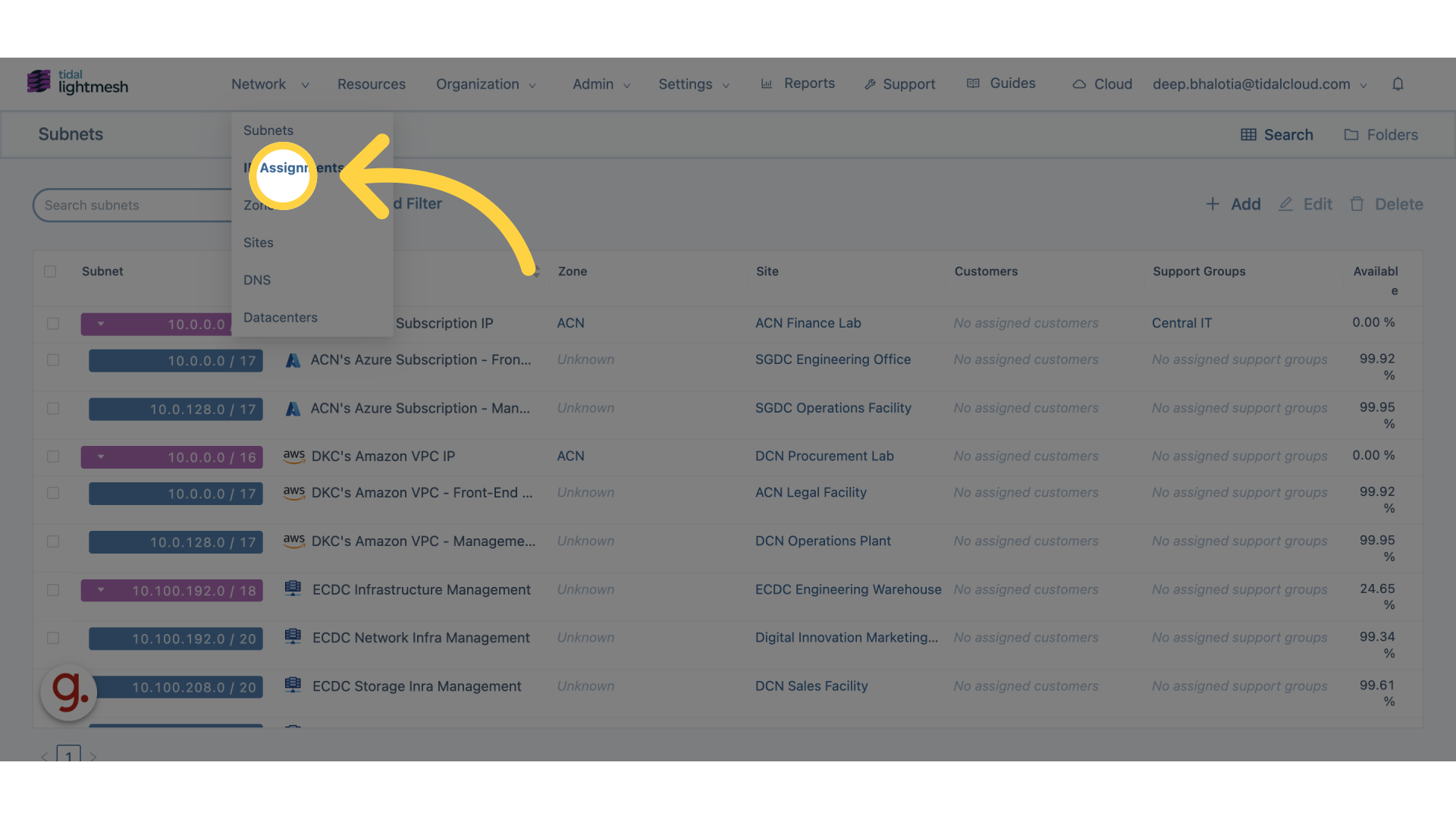 New IP Assignment | Tidal LightMesh User Guides New IP Assignment | Tidal LightMesh User Guides