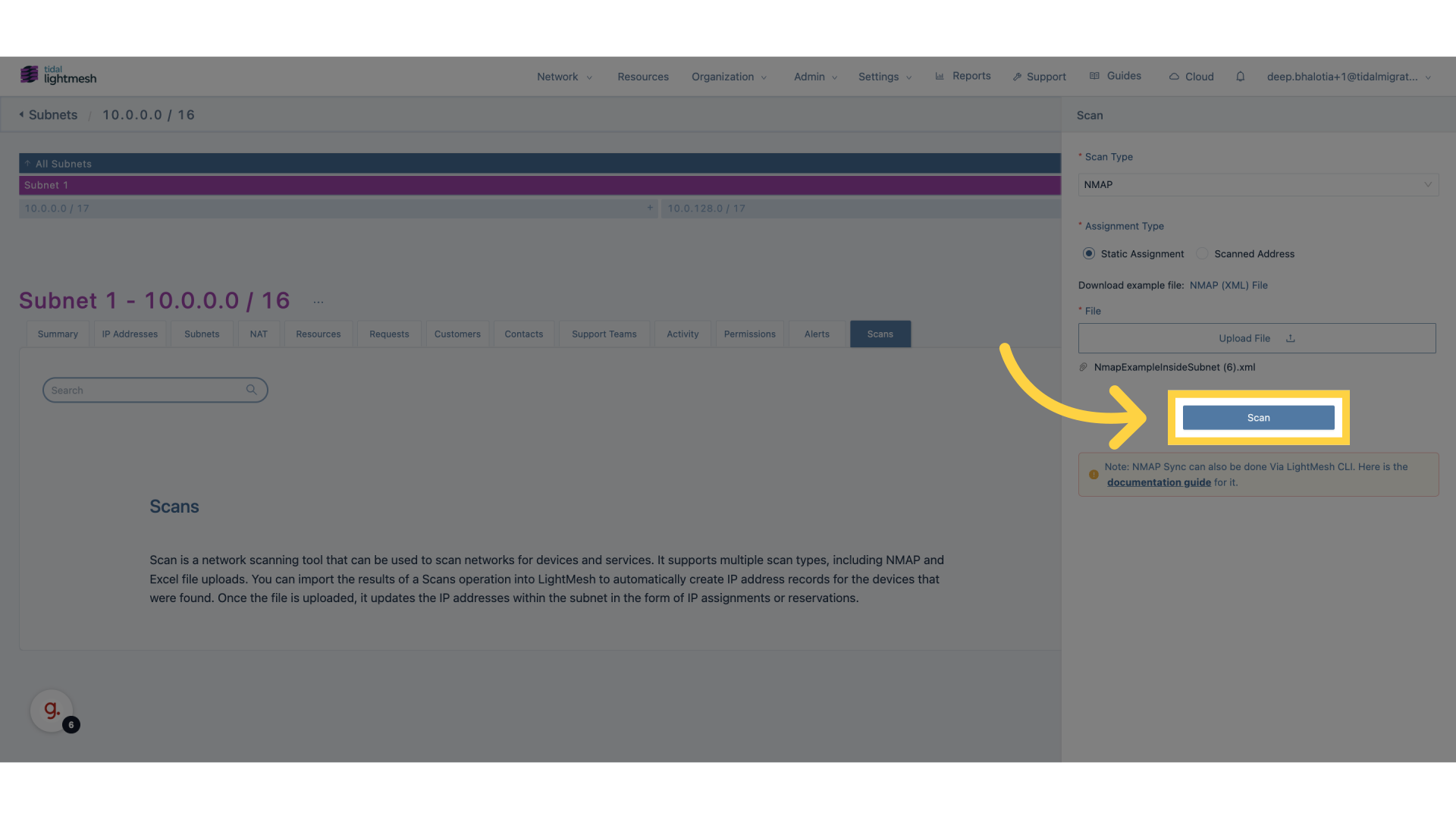 NMAP Scan in Subnets | Tidal LightMesh User Guides