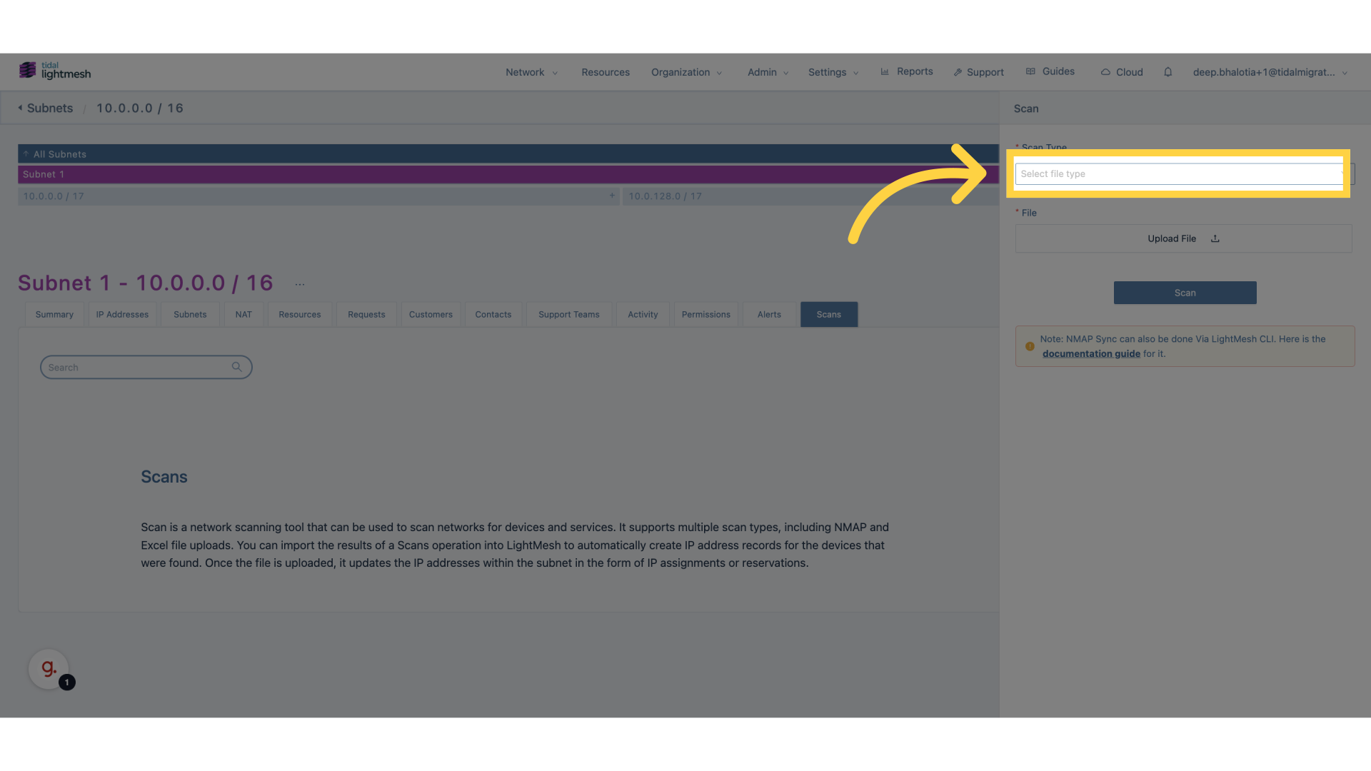 NMAP Scan in Subnets | Tidal LightMesh User Guides