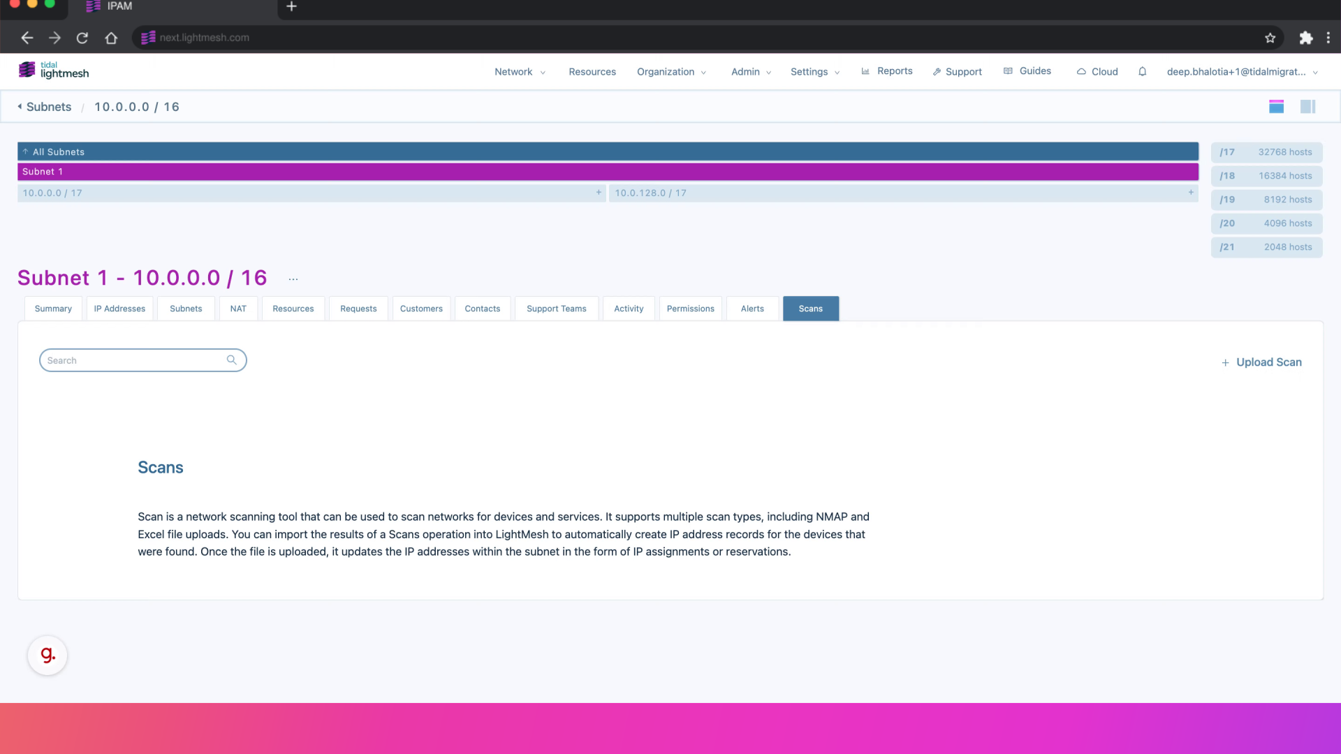 NMAP Scan in Subnets | Tidal LightMesh User Guides