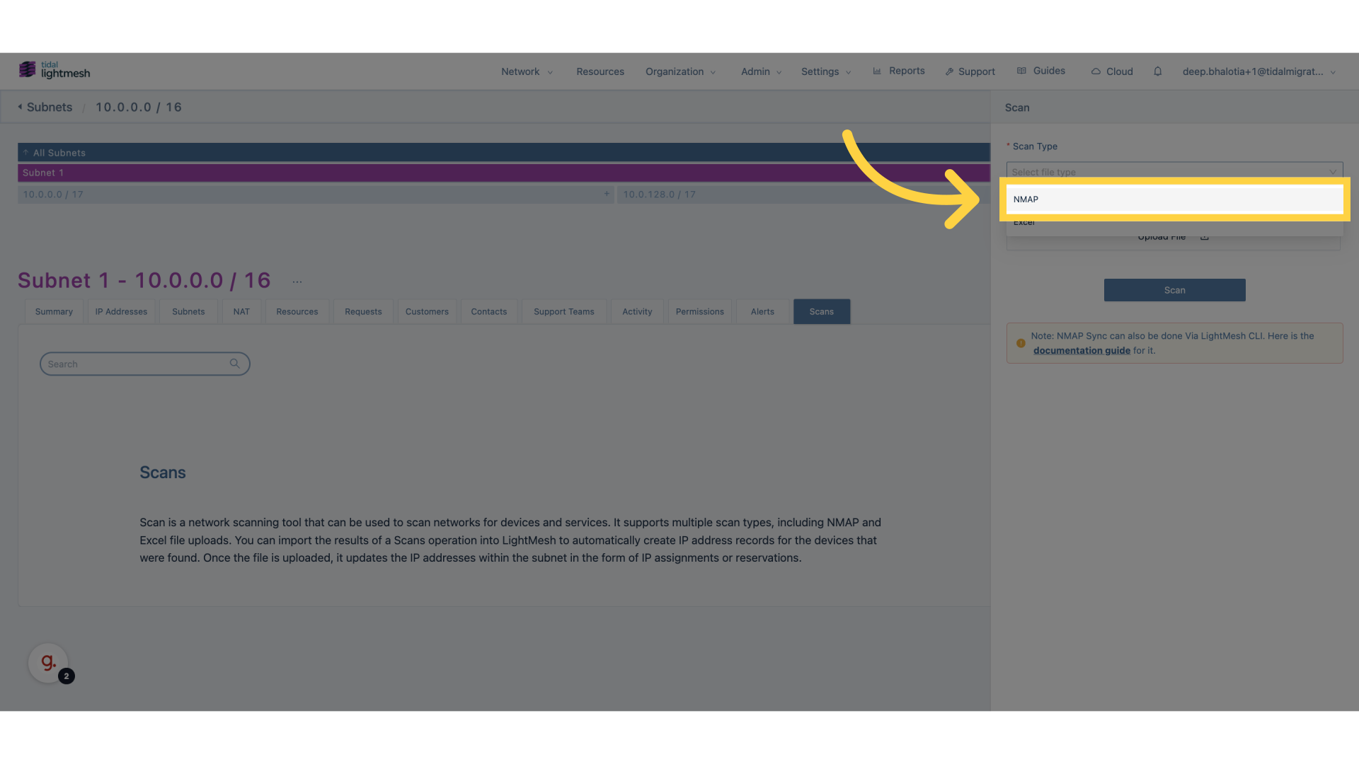 NMAP Scan in Subnets | Tidal LightMesh User Guides