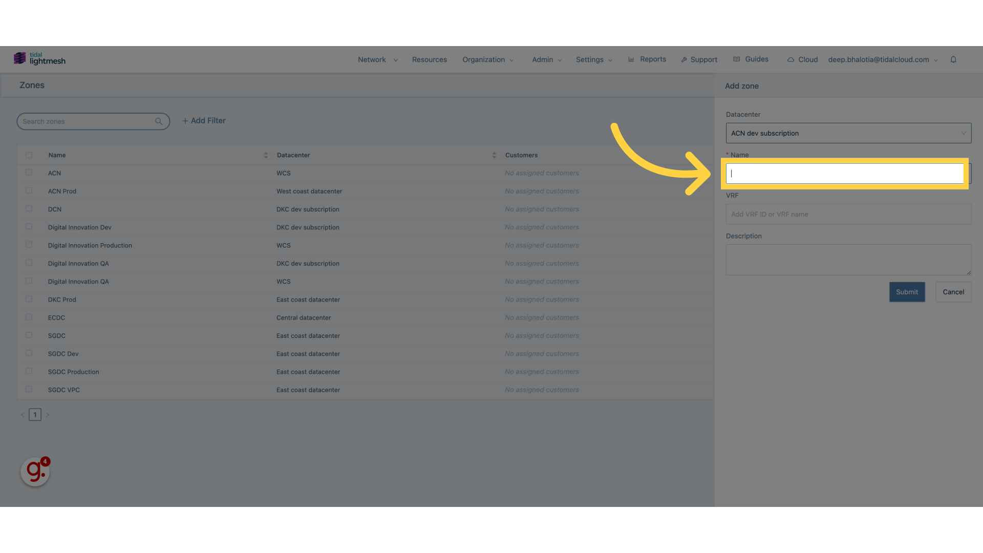 New Zone | Tidal LightMesh User Guides