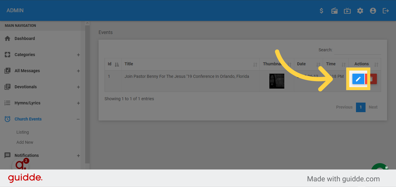 Edit Church Event - TheFaithApp Docs