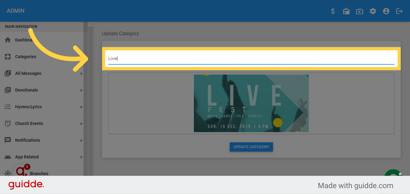 Edit a Category - TheFaithApp Docs