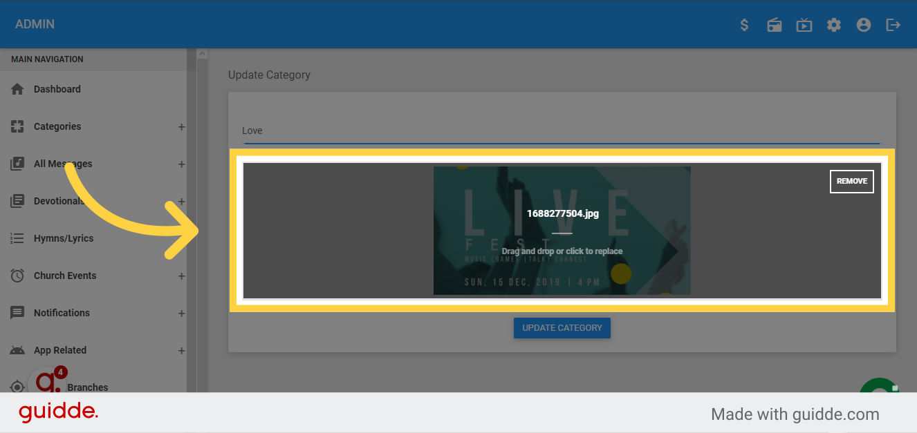 Edit a Category - TheFaithApp Docs