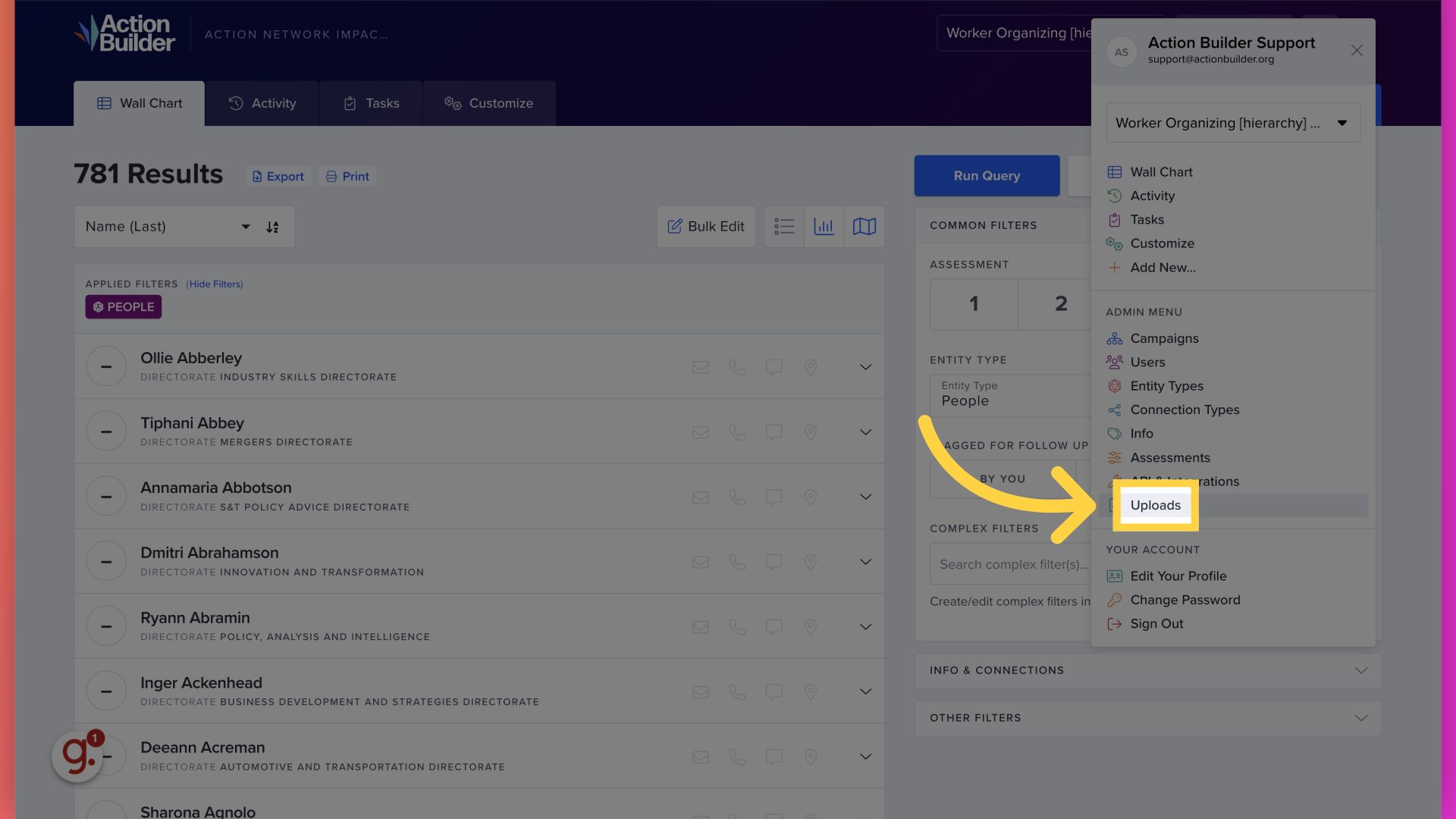 Delete Entity Uploads – Action Builder