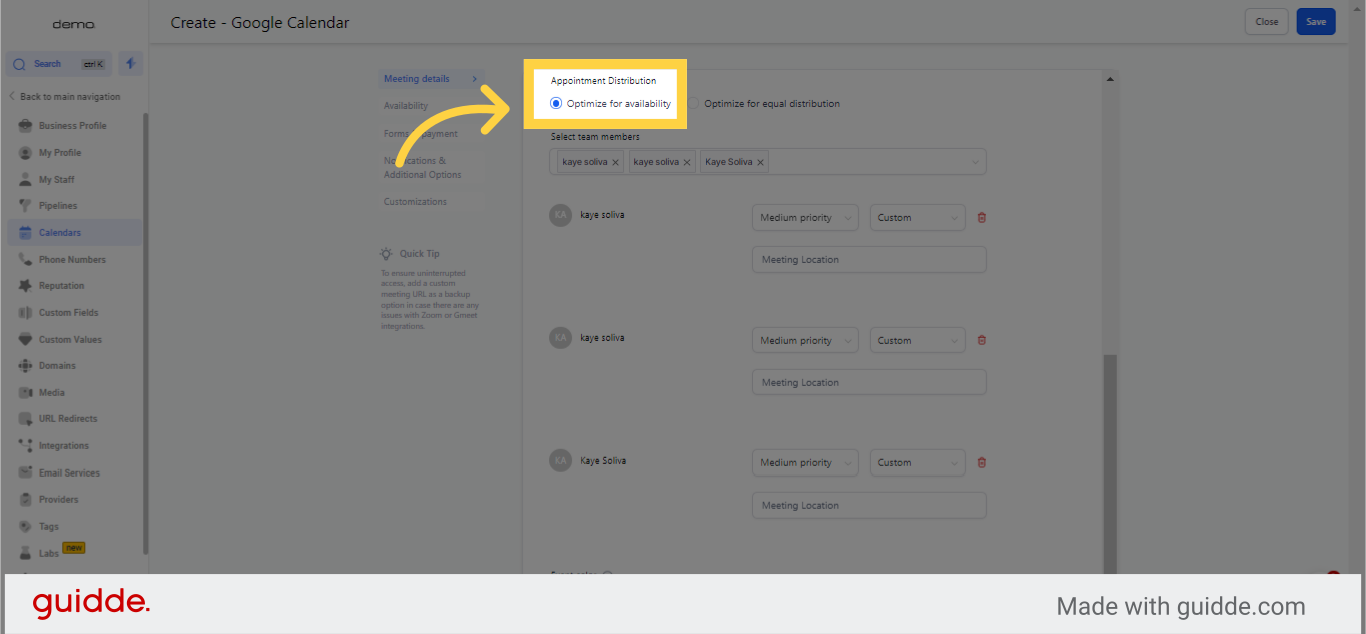 Round Robin Booking Calendar | Maven HQ
