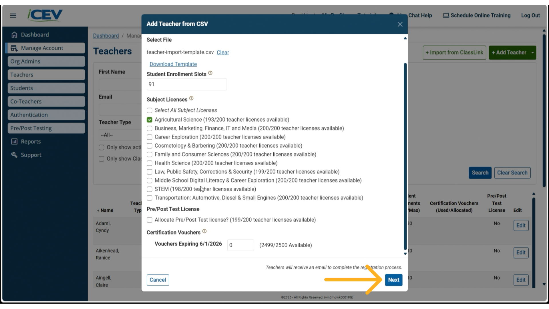 Org Admin: Importing Teachers from a CSV File